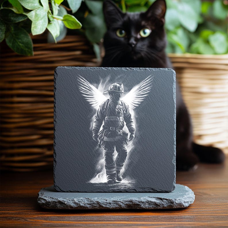 20 Firefighter Angel Laser PNG | Slate Coaster Engraving Files ...