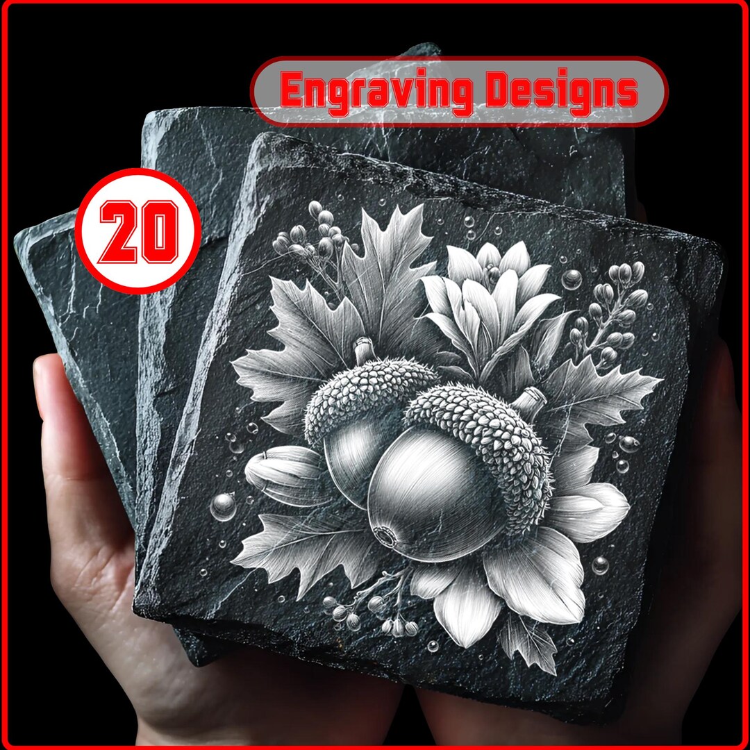 20 Fall Harvest Laser Engraving Designs for Slate Coasters - PNG Files ...