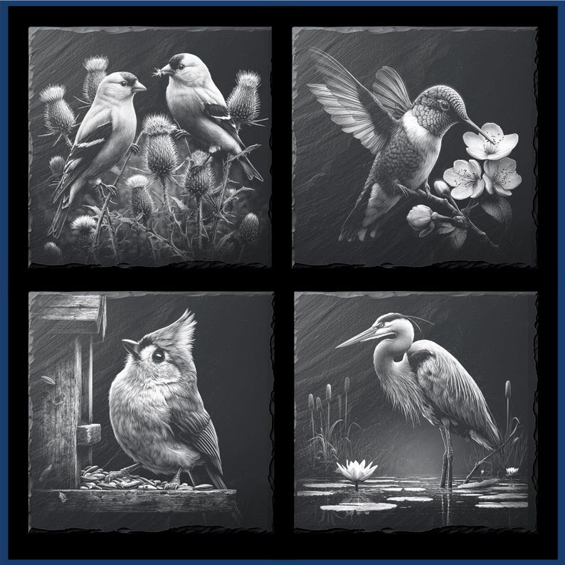 20 Bird Laser Engraving Designs for Slate Coasters - PNG Files for ...