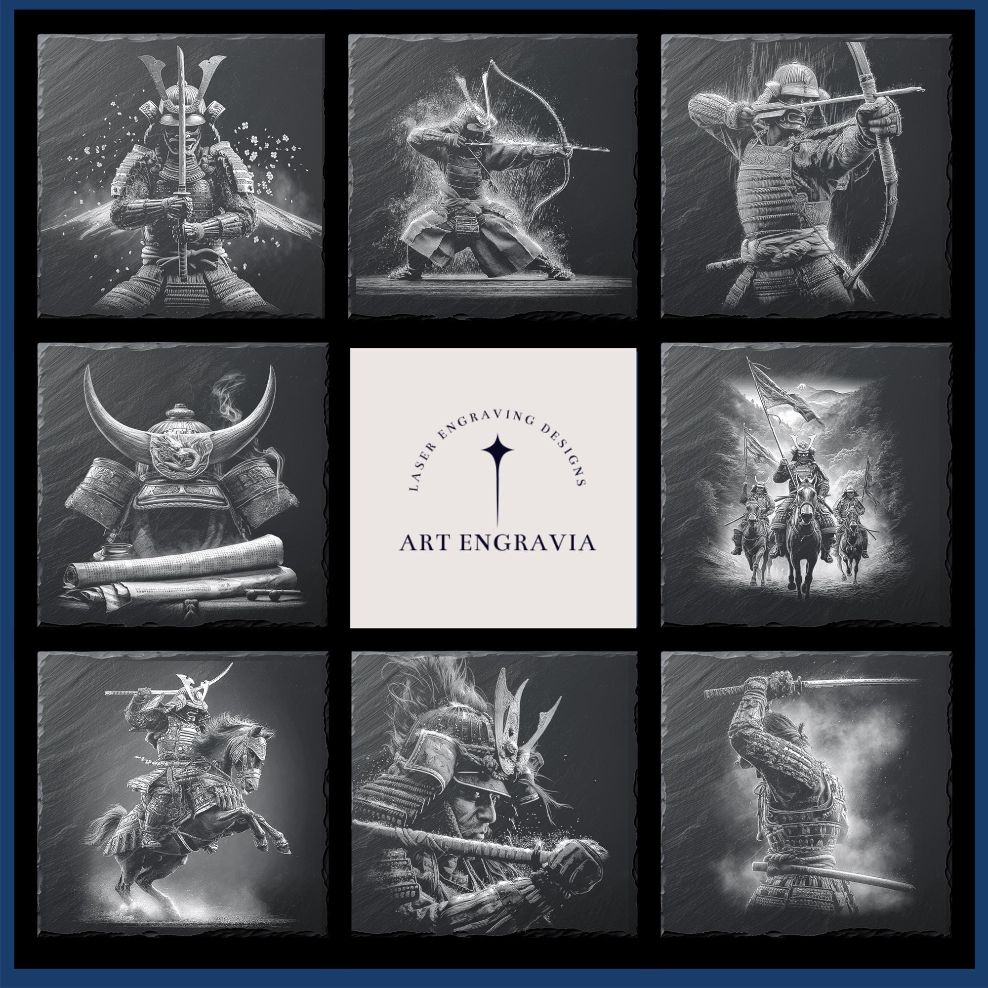 20 Samurai Engraving Designs - Digital PNG Files for Laser Cutting ...