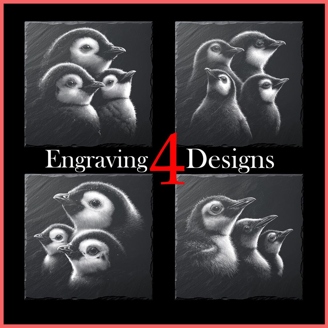 Adorable Penguin Family Laser Engraving PNG Set for Winter Crafts ...