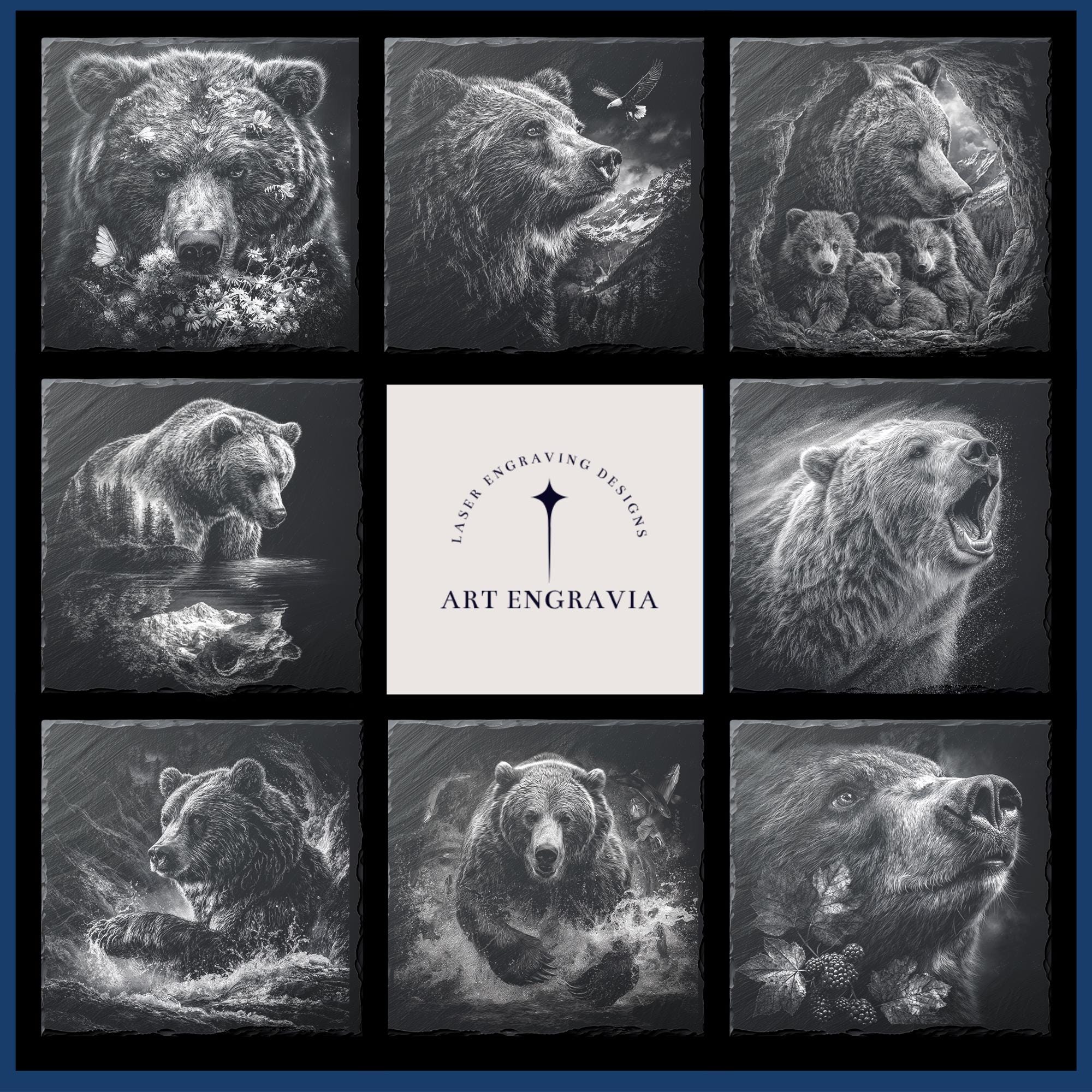 20 Wild Bear Family Bundle Grizzly Majesty Slate Coaster Set Digital ...