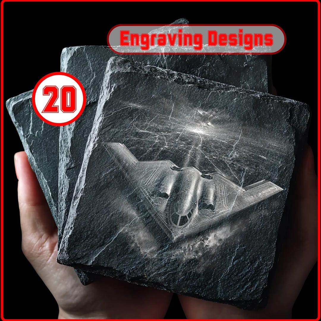 Military Aircraft Laser Engraving Bundle PNG Files for Slate Coasters ...