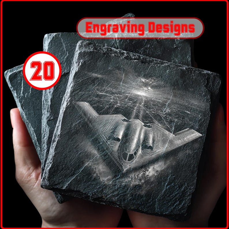 Military Aircraft Laser Engraving Bundle PNG Files for Slate Coasters ...