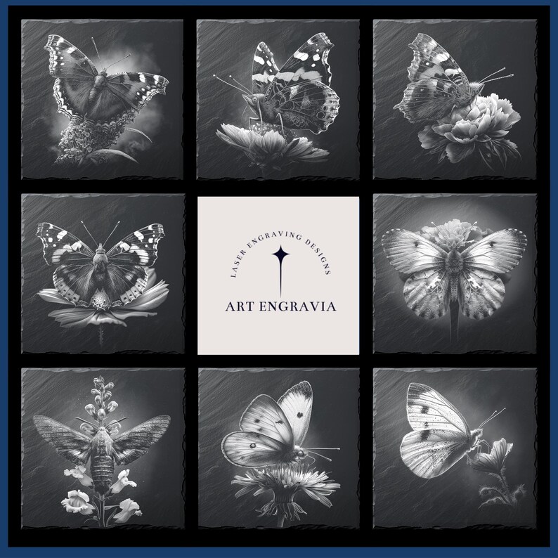 Butterfly & Moth PNG Designs for Laser Engraving, Coaster Clipart ...