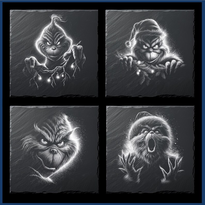 20 Grinch Coaster Designs Christmas Laser Files PNG Bundle for ...