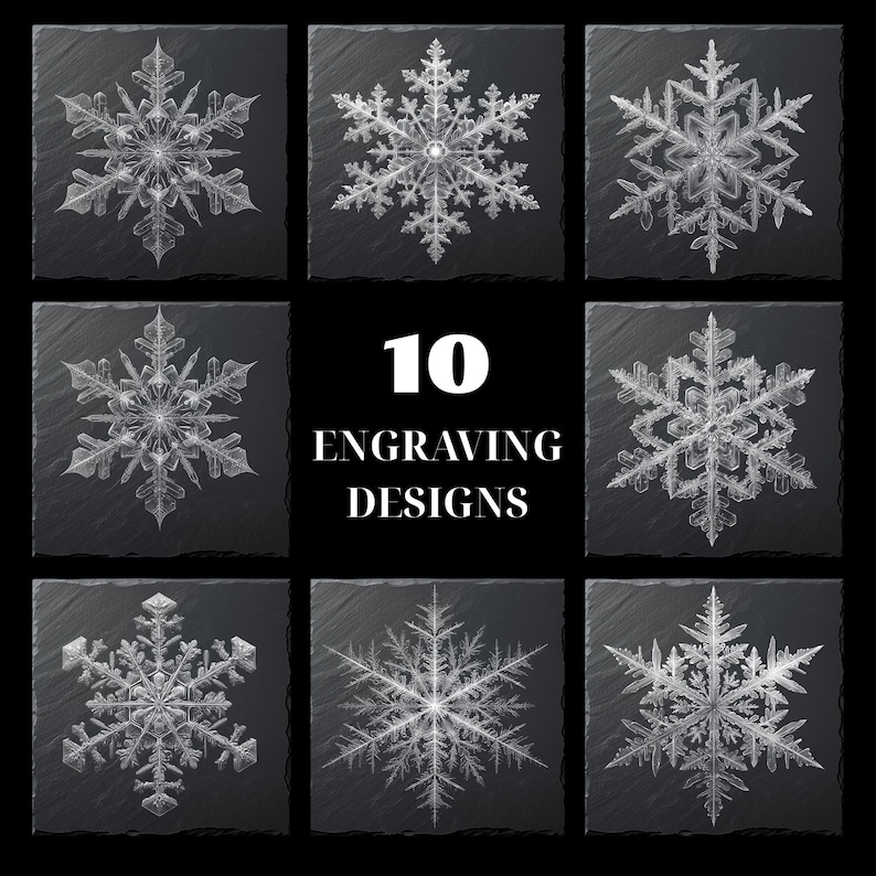 Snowflake PNG Bundle, 10 Christmas Laser Engraving Designs for Slate ...