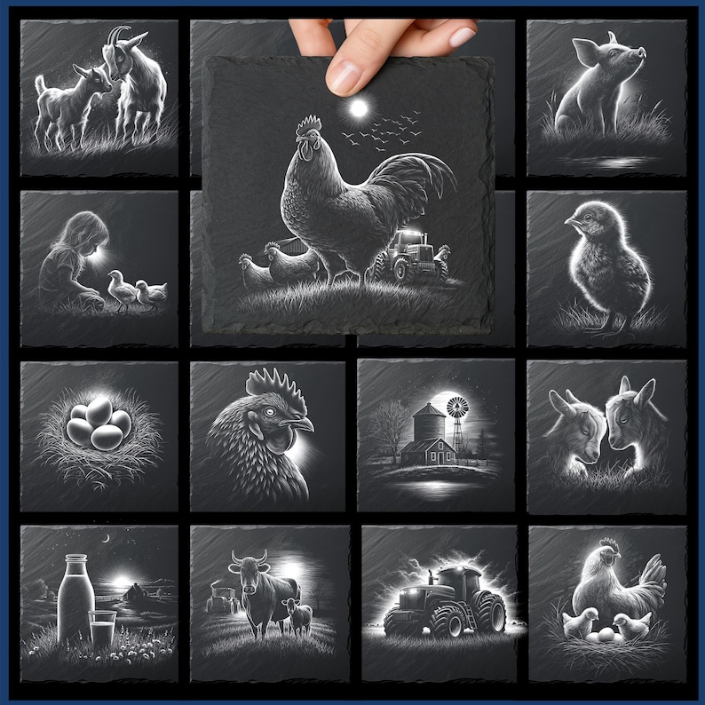 20 Animals on Farm Laser Set for Engraving Digital Download for Slate ...