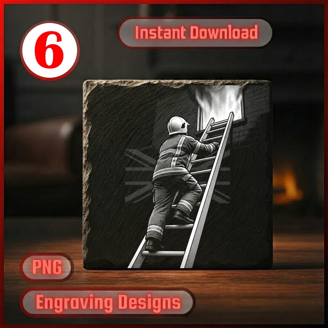 6 UK Fireman British Firefighter Laser Engraving Designs, Slate Coaster ...