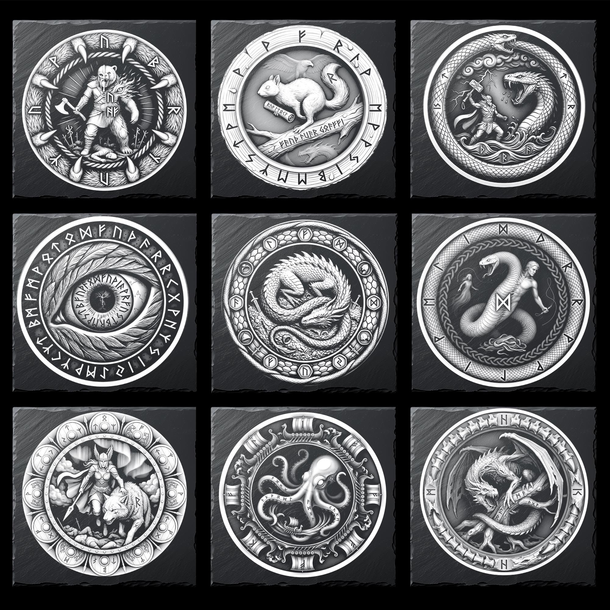 Norse Mythology PNG Bundle | 20 Laser Coaster Designs | Viking Gods ...
