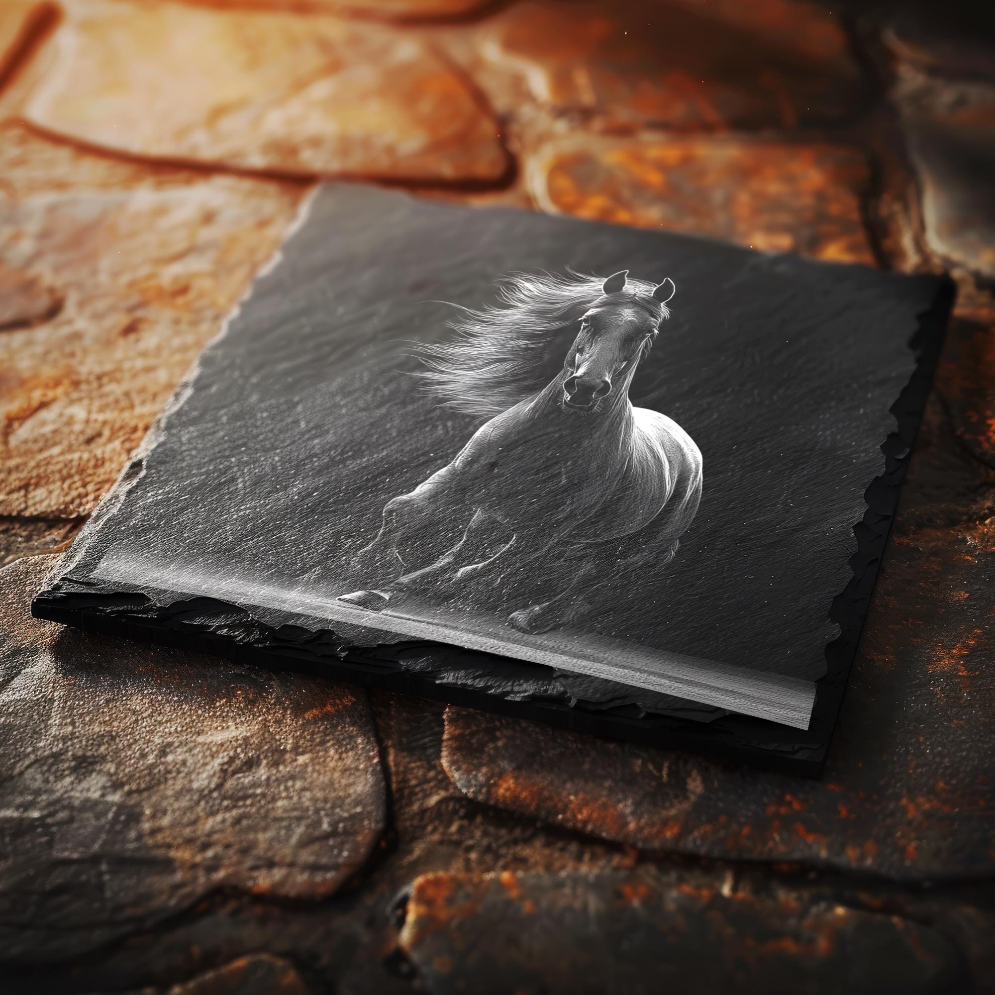 Dynamic Galloping Horse Printable Slate Coaster Design Digital Download ...