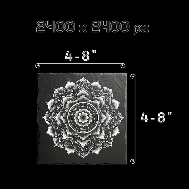 Mandala Flower Slate PNG Slate Laser Burn Bundle, Engrave File, Slate ...