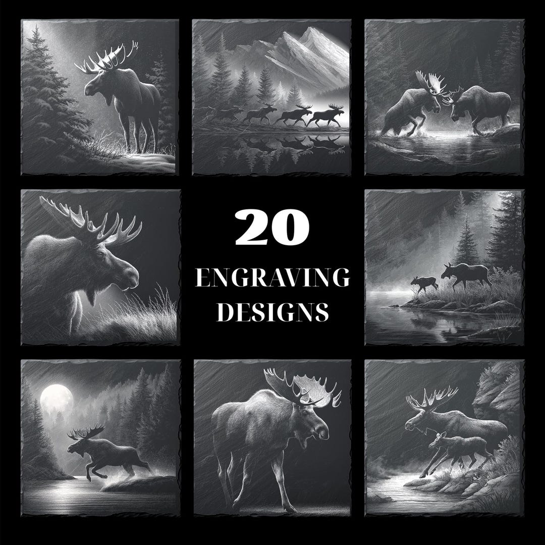 20 Moose Laser Engraving Designs for Slate Coasters - PNG Files for ...