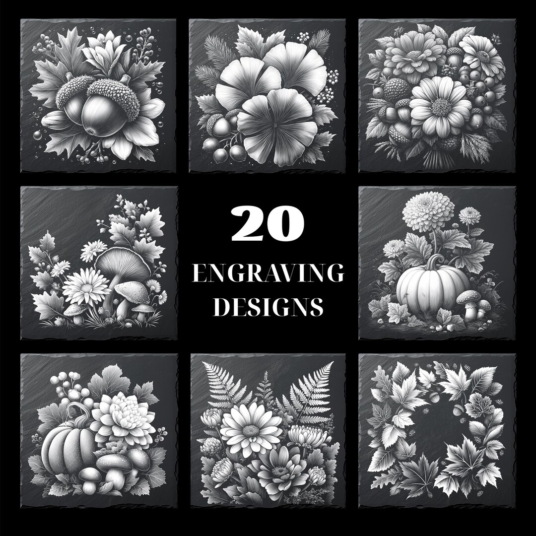 20 Autumn & Fall Laser Engraving Designs for Slate Coasters - PNG Files ...