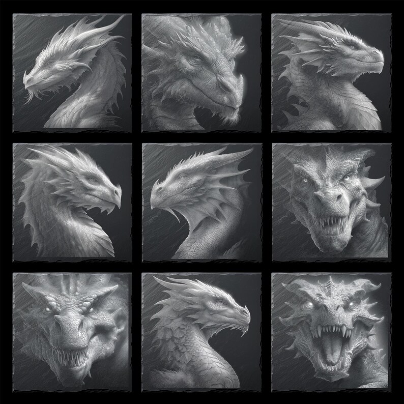 20 Mythical Beast Laser PNG | Stone Plaque Engraving Files | DND & RPG ...