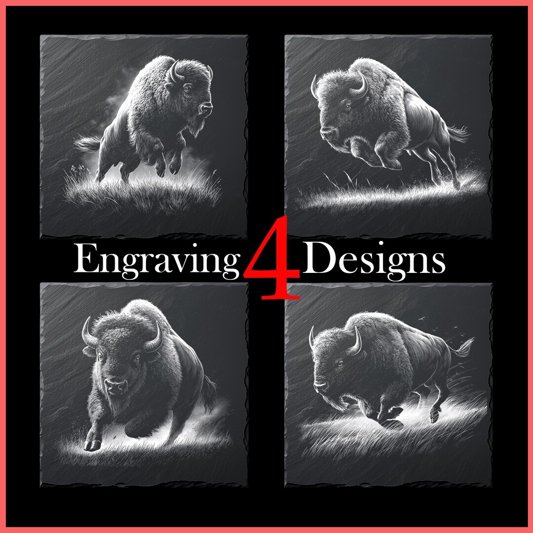 Buffalo Bison Running Laser Engraving Set Wildlife Digital Download ...