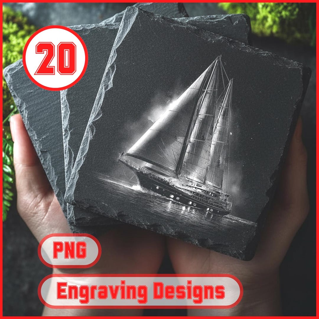20 Marine Art Laser Slate Coaster Bundle ,yacht, Sailboat & Lighthouse ...