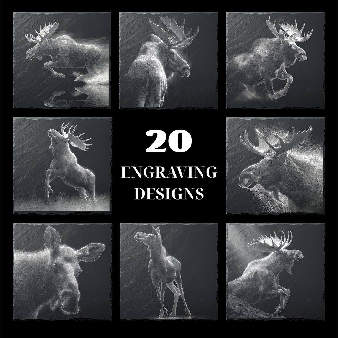 20 North American Moose Laser Art | Dynamic Wildlife PNG for Slate ...