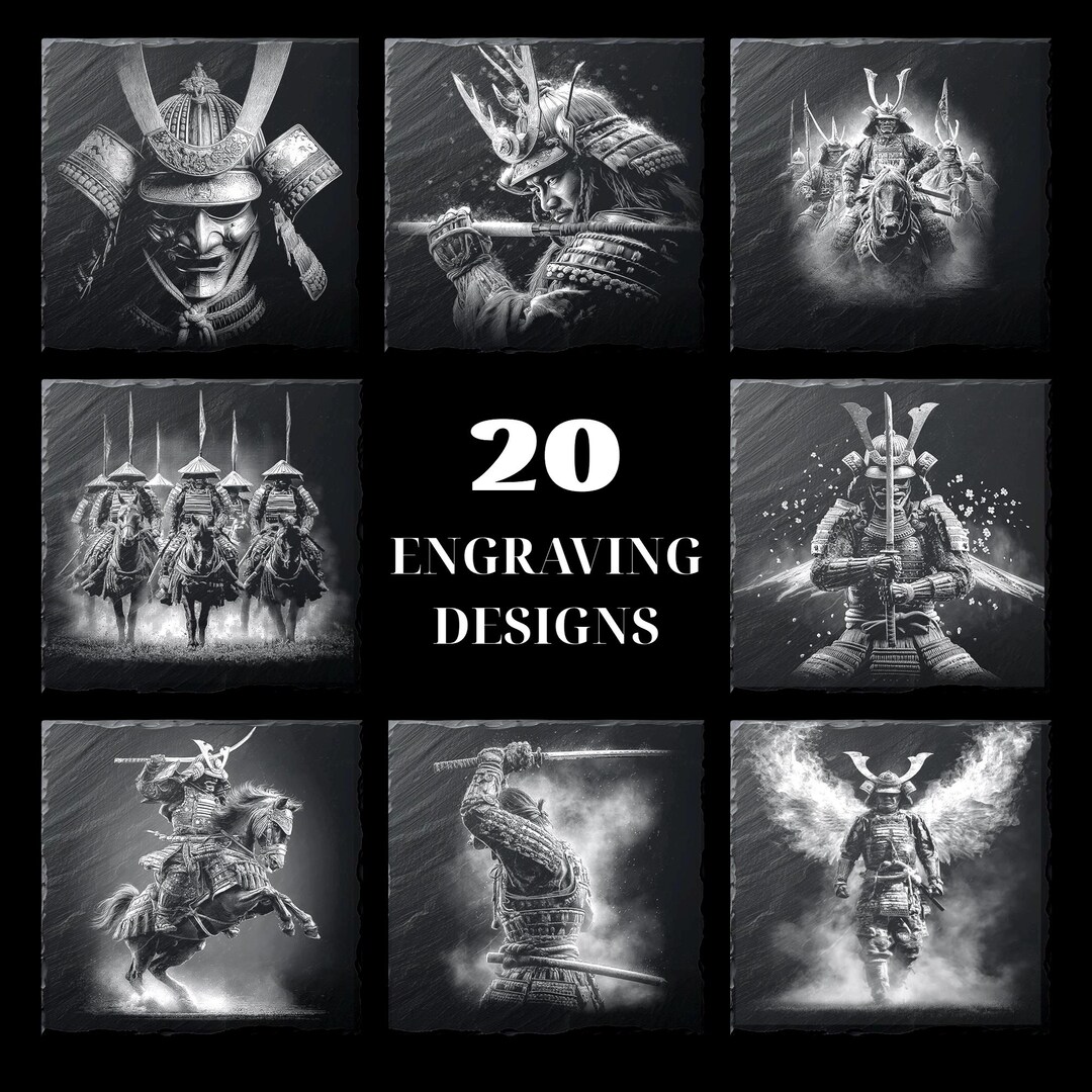 20 Samurai Engraving Designs - Digital PNG Files for Laser Cutting ...