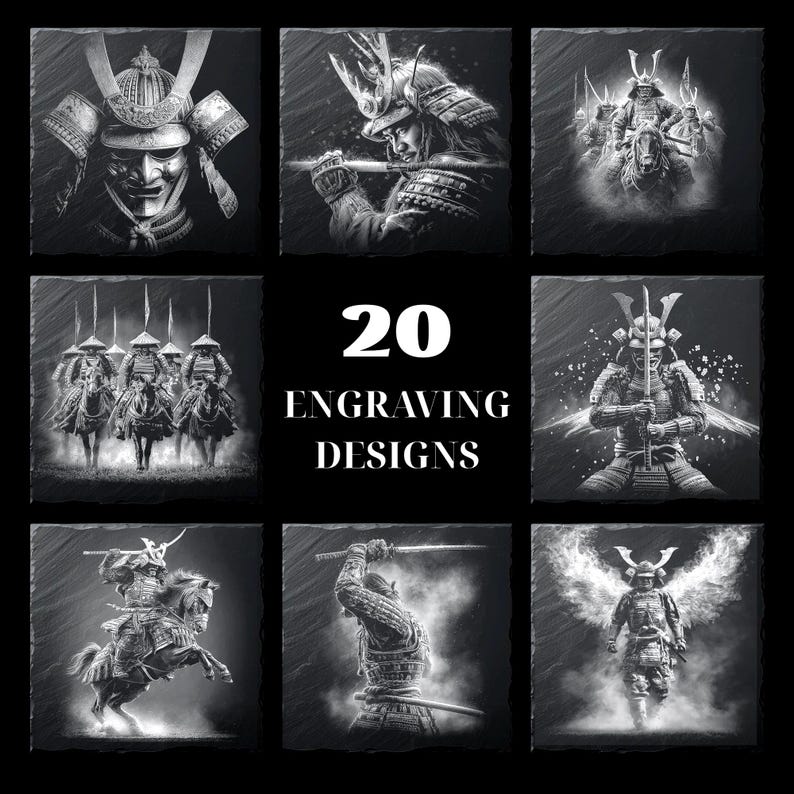 20 Samurai Engraving Designs - Digital PNG Files for Laser Cutting ...