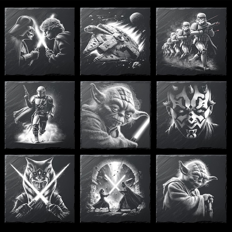 30 Galactic Legends Characters Slate Coaster Designs Laser Engraving ...