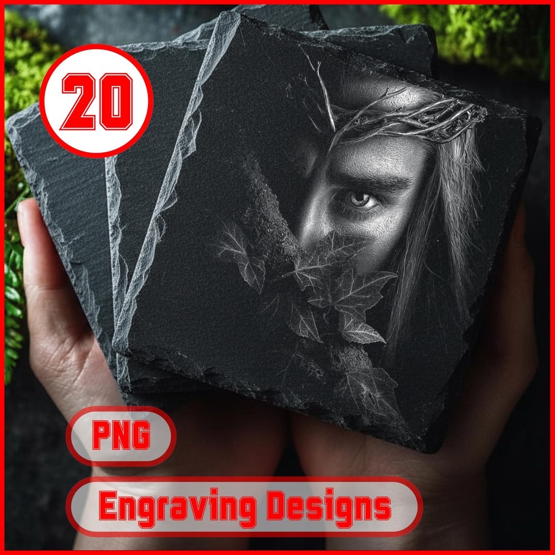 20 Elf Warrior Laser Engraving PNG Files for Slate Coasters, Fantasy ...