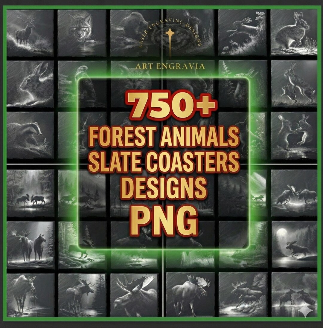 750+ Forest Animals Bundle Slate Coaster Designs Laser Engraving PNG ...