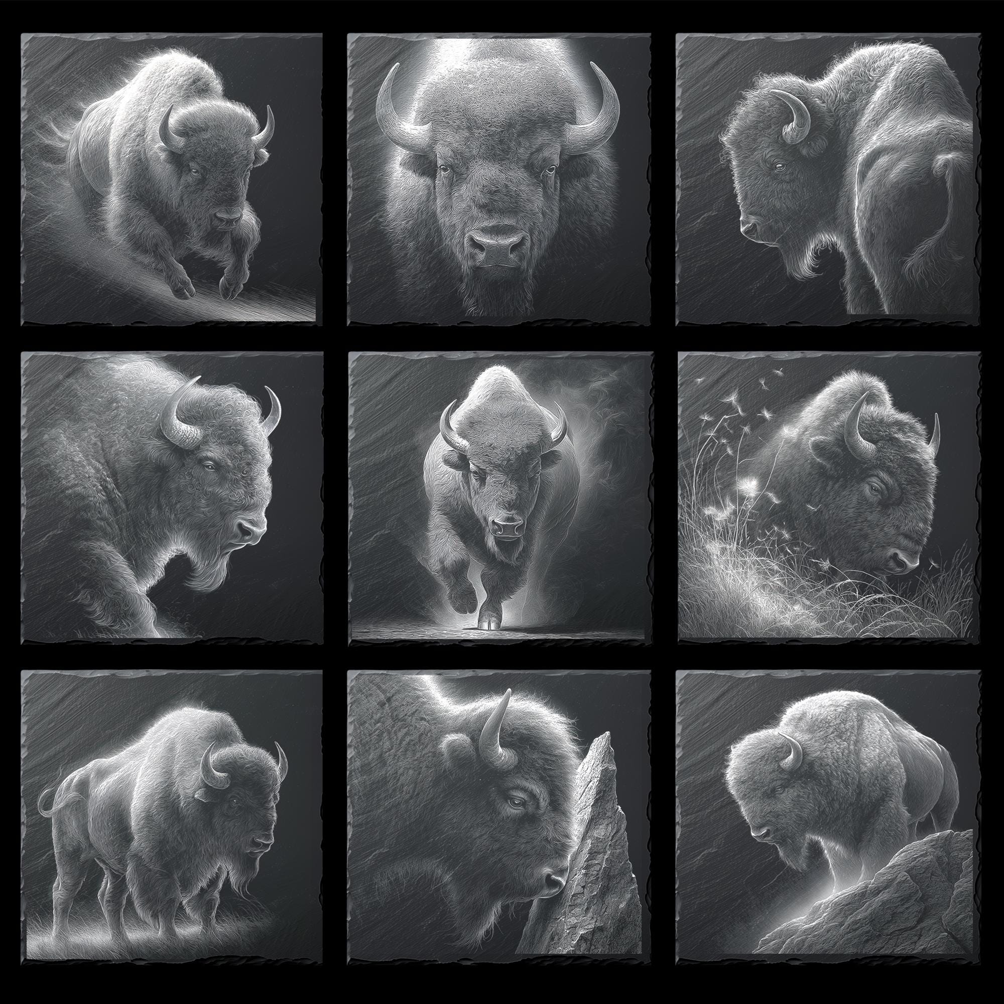 20 Majestic Bison Engraving Designs PNG Bundle | American Buffalo Laser ...