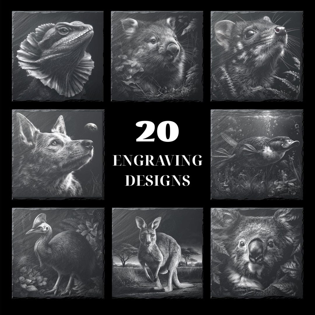 20 Unique Australian Animal for Slate Coasters Laser Engraving Designs ...