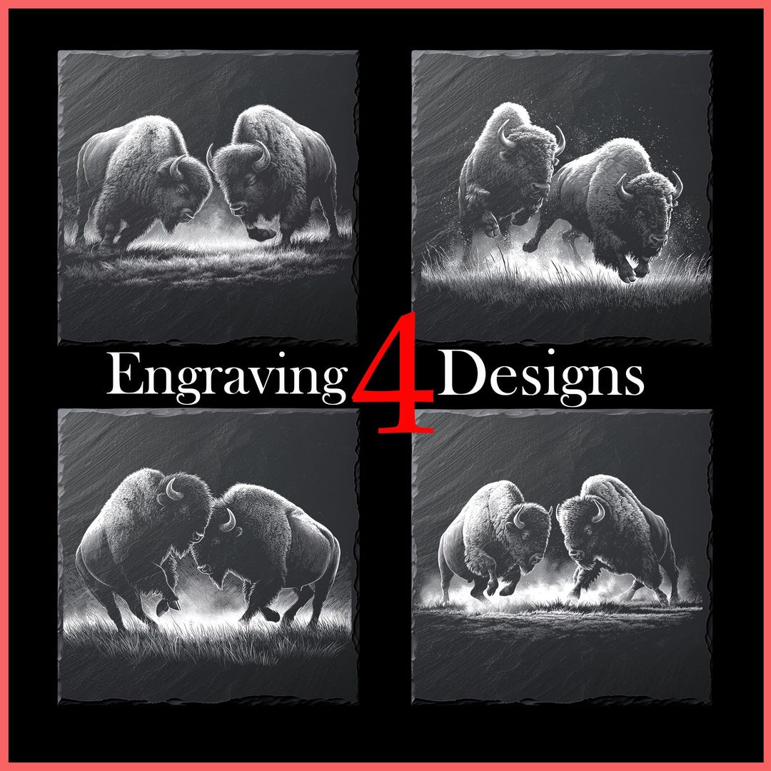 Bison Laser Engraving PNG Set Wildlife Crafts Design Bundle Engrave ...