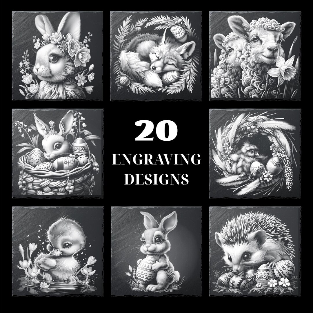 20 Easter Animal Slate Laser PNG | Bunny Lamb Chick Files | Spring ...