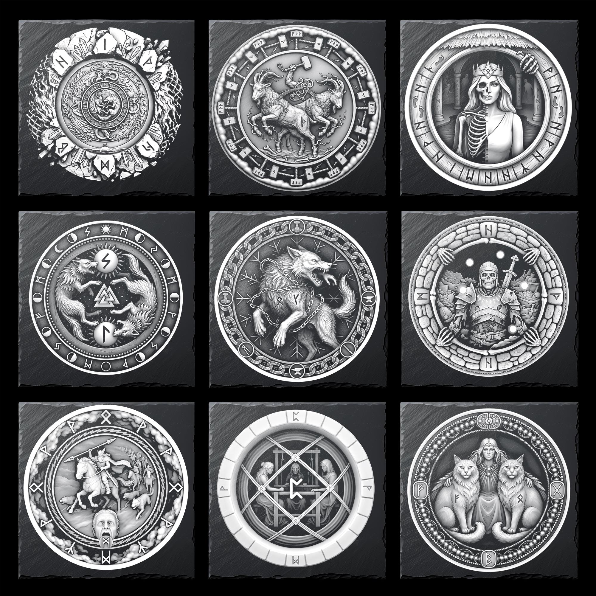 Norse Mythology PNG Bundle | 20 Laser Coaster Designs | Viking Gods ...