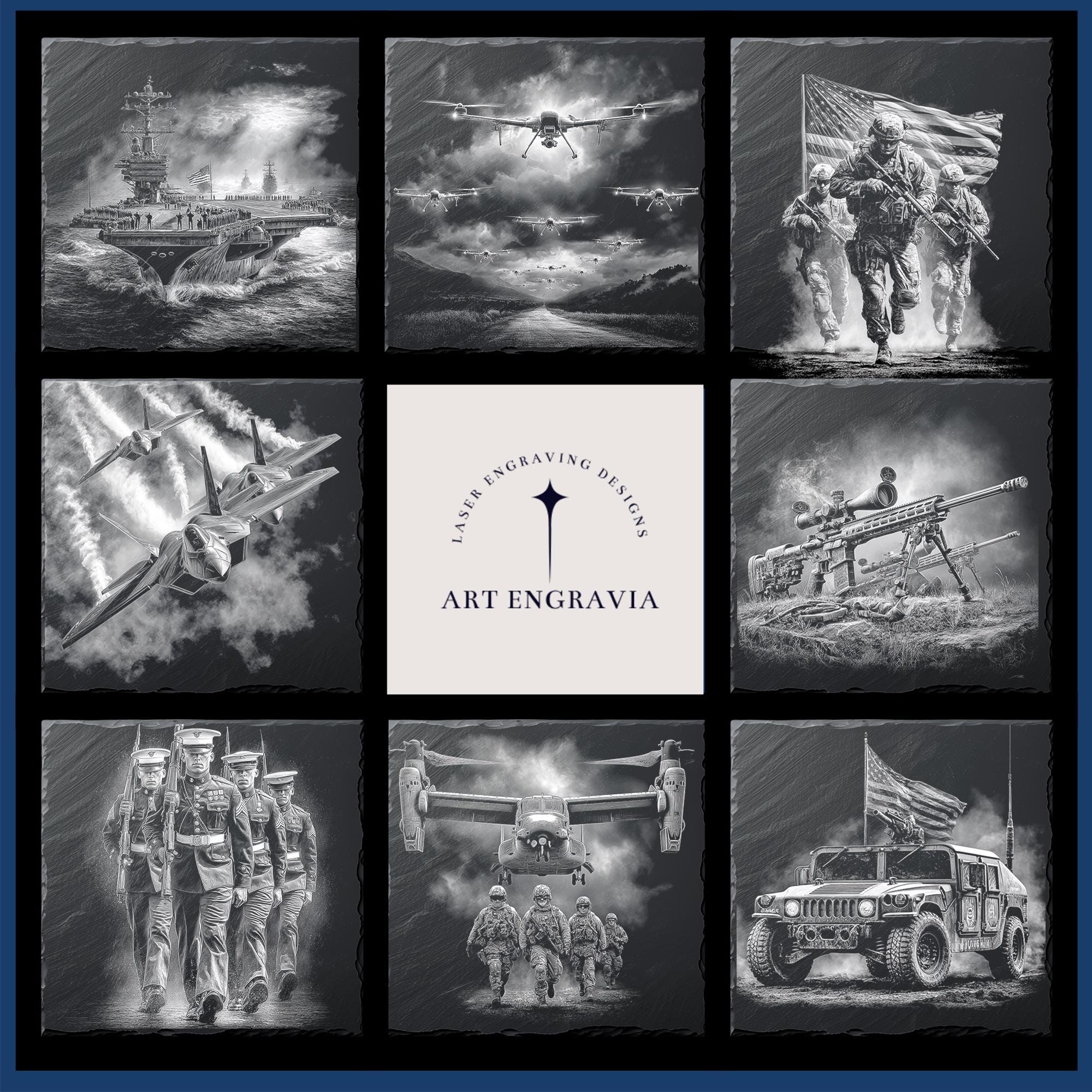 20 Military Strength Patriotic Forces American Laser Engraving Set ...