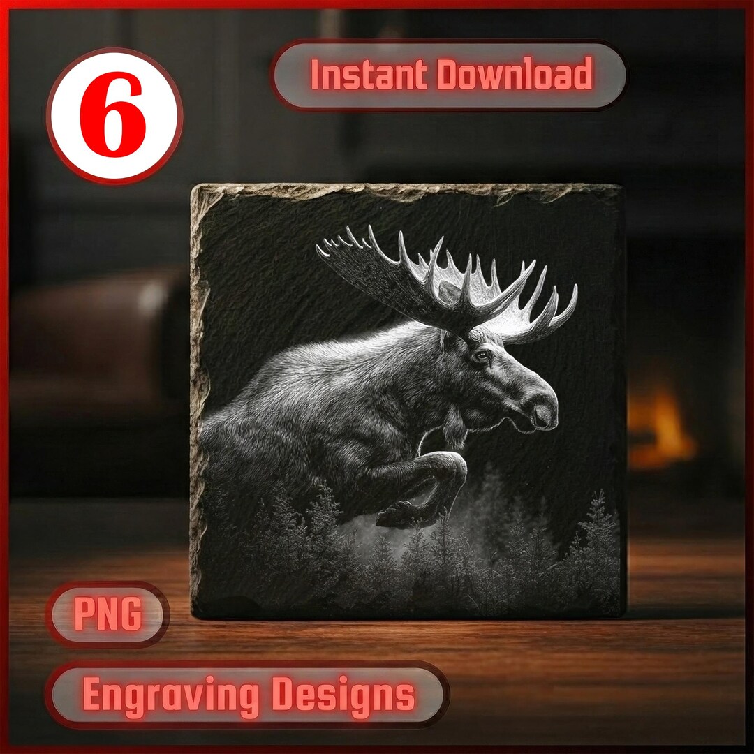 6 Moose Landscape PNG | Slate Coaster Engraving Files | Forest River ...