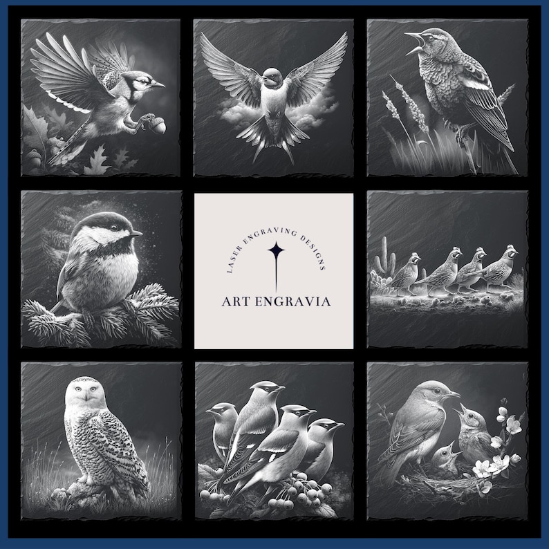 20 Bird Laser Engraving Designs for Slate Coasters - PNG Files for ...