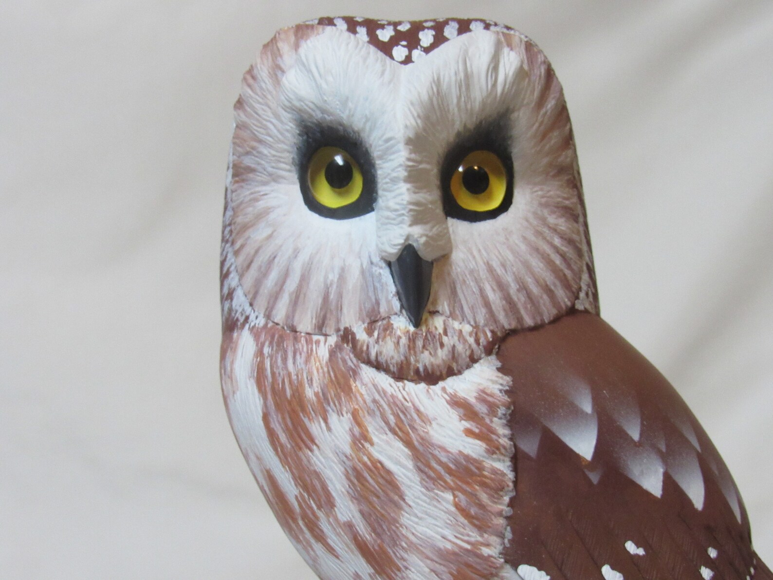 Life Size Saw-whet Owl Wood Carving Detailed Realistic Hand Painted ...