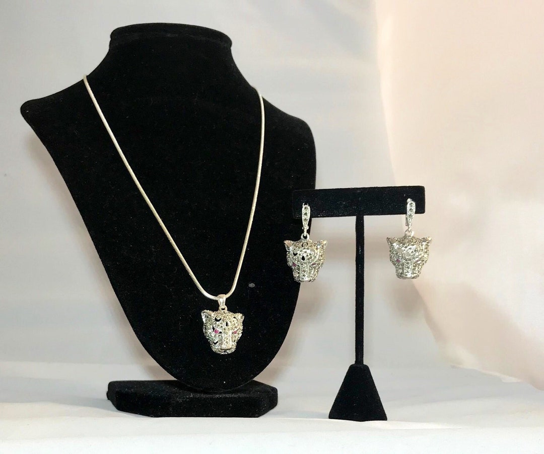 Ruby and Marcasite Gemstone Panther Pendant and Panther Earring - Etsy