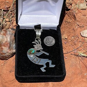Kokopelli Necklace, Kingman Turquoise Pendant, Sterling Silver Pendant - Etsy