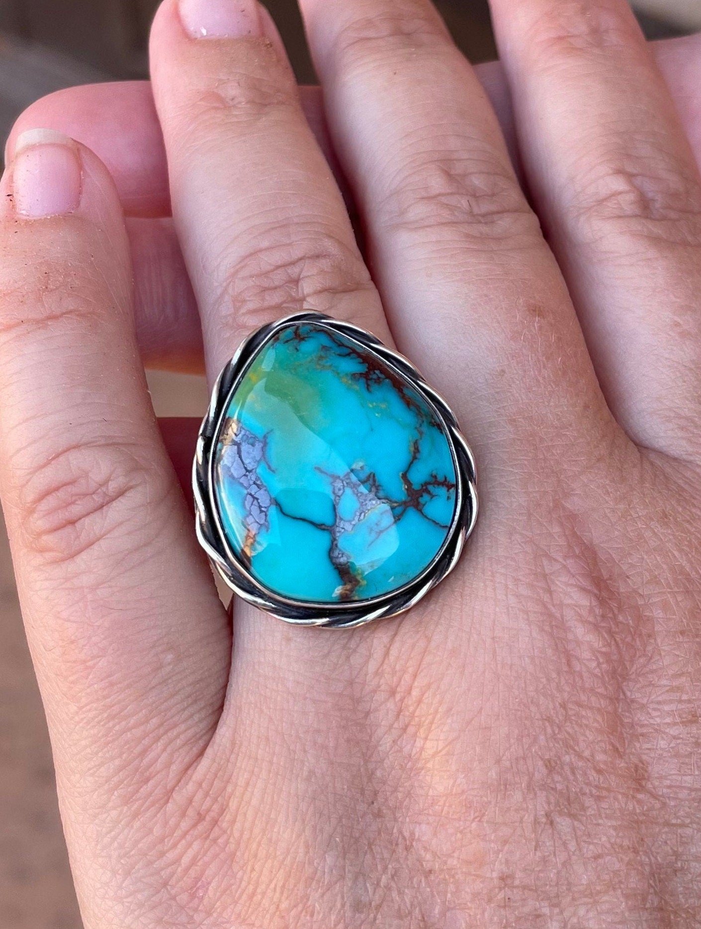 Turquoise Ring, Sterling Silver Ring, High Grade Polychrome Turquoise ...