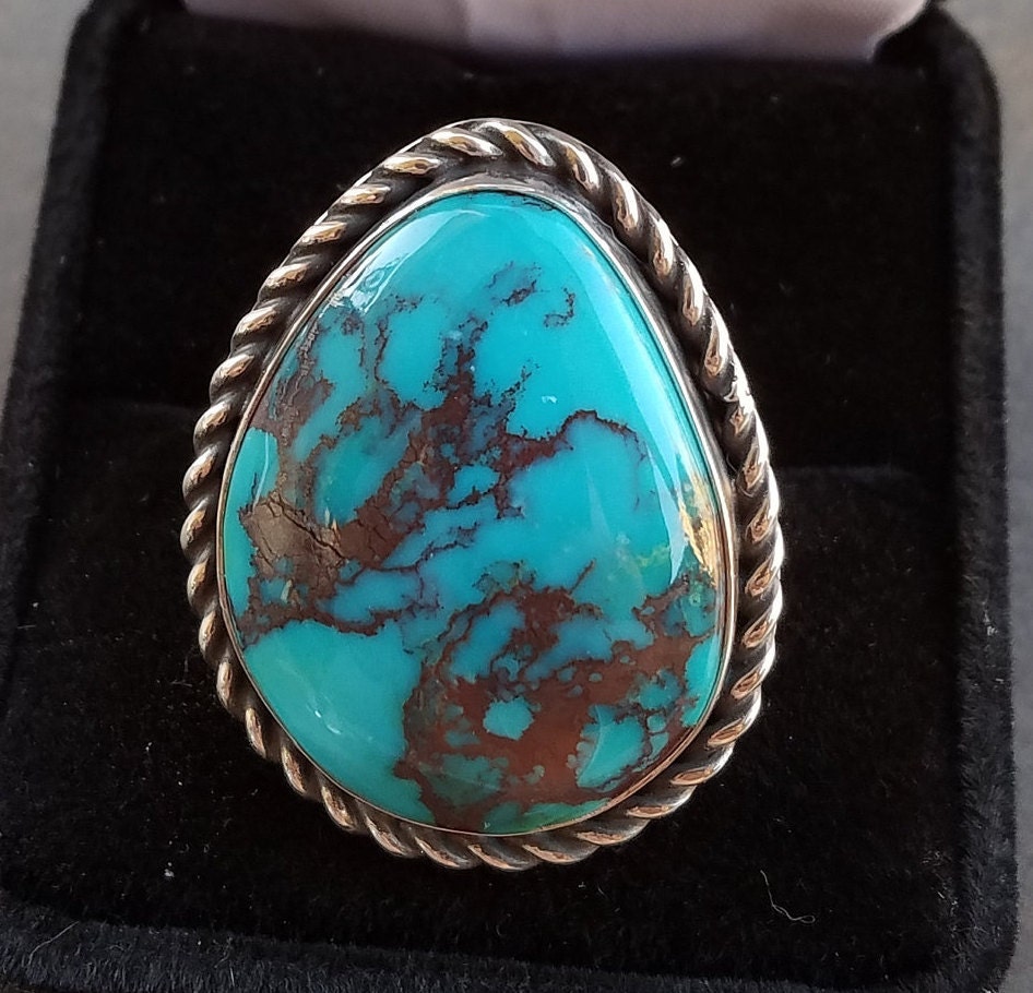 Turquoise Ring, Sterling Silver Ring, High Grade Polychrome Turquoise ...