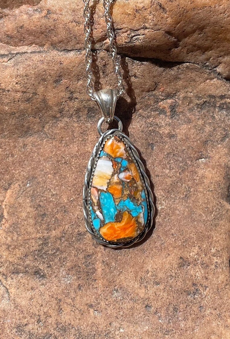 Kingman Turquoise Necklace, Sterling Silver Pendant, Kingman Turquoise ...