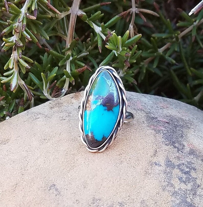 Turquoise Ring, Sterling Silver Ring, High Grade Polychrome Turquoise ...