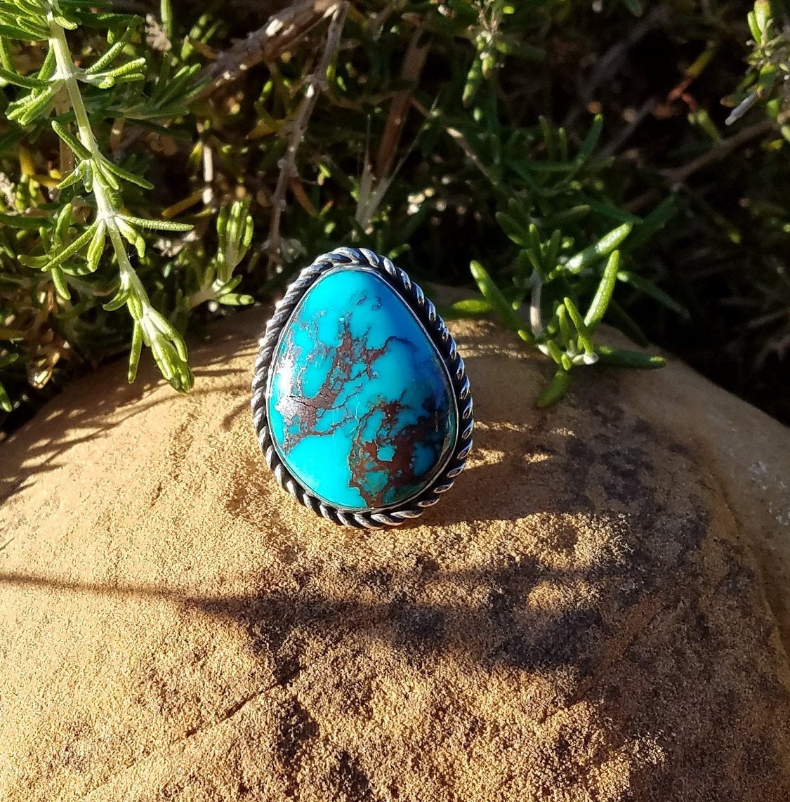 Turquoise Ring, Sterling Silver Ring, High Grade Polychrome Turquoise ...