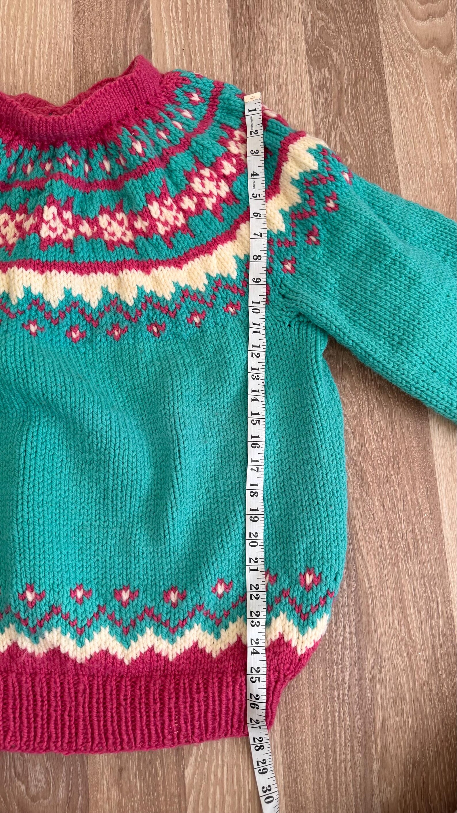 Vintage Hand Knit Traditional Icelandic Style Sweater. Size L/xl Blue ...