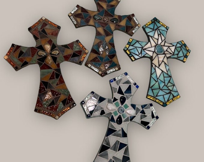 Mosaic Wall Cross, Mixed Media Cross, Religious Gift, One of a Kind ...