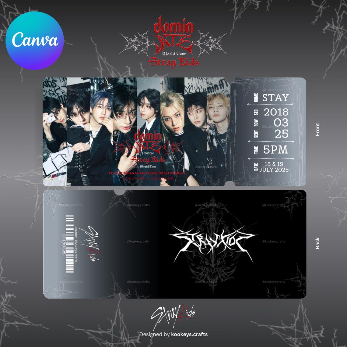 Design D | Canva Stray Kids Dominate Tour Personalised Custom Mock ...