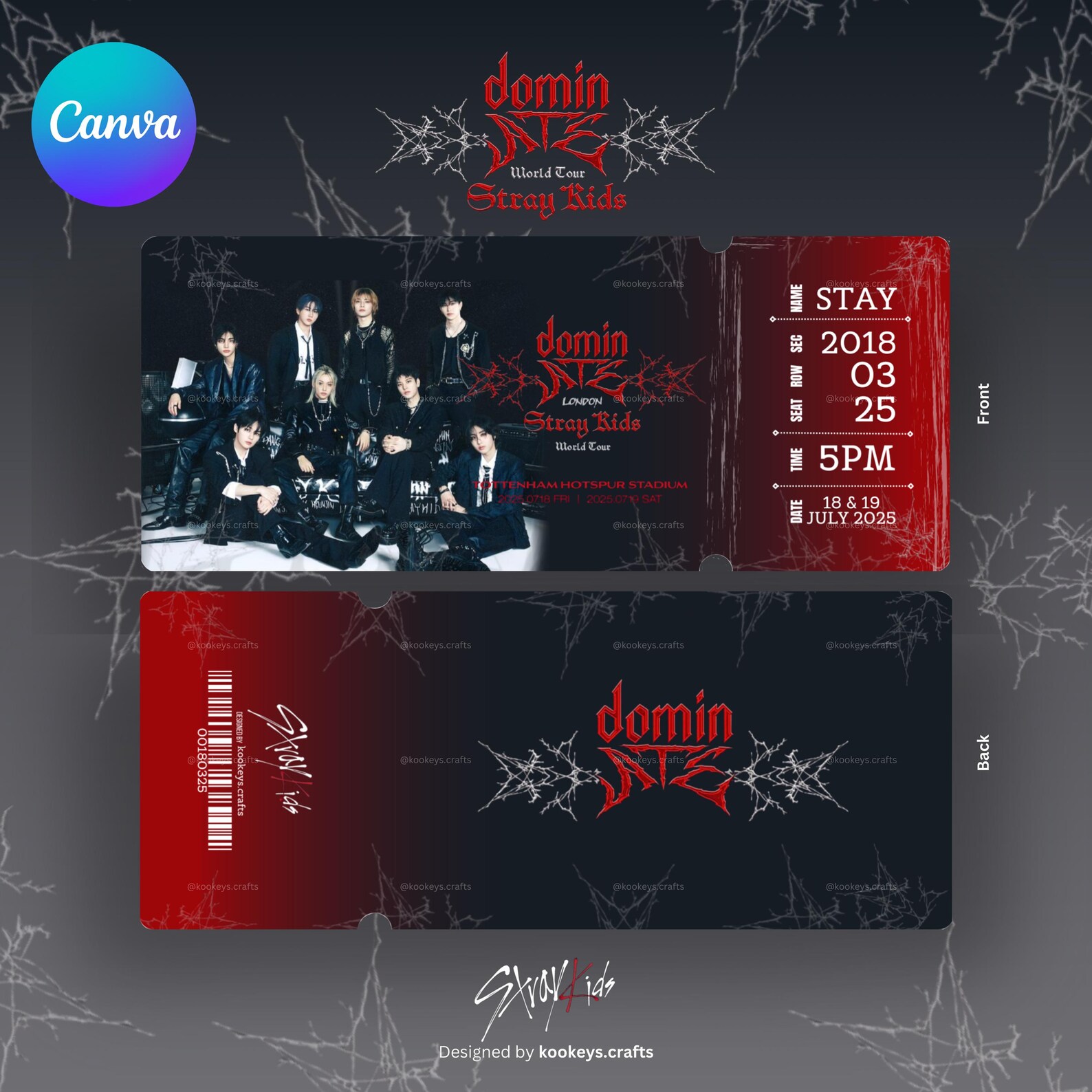 Design A | Canva Stray Kids Dominate Tour Personalised Custom Mock ...