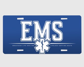 EMT Custom License Plate EMS Star of Life Blue - Etsy