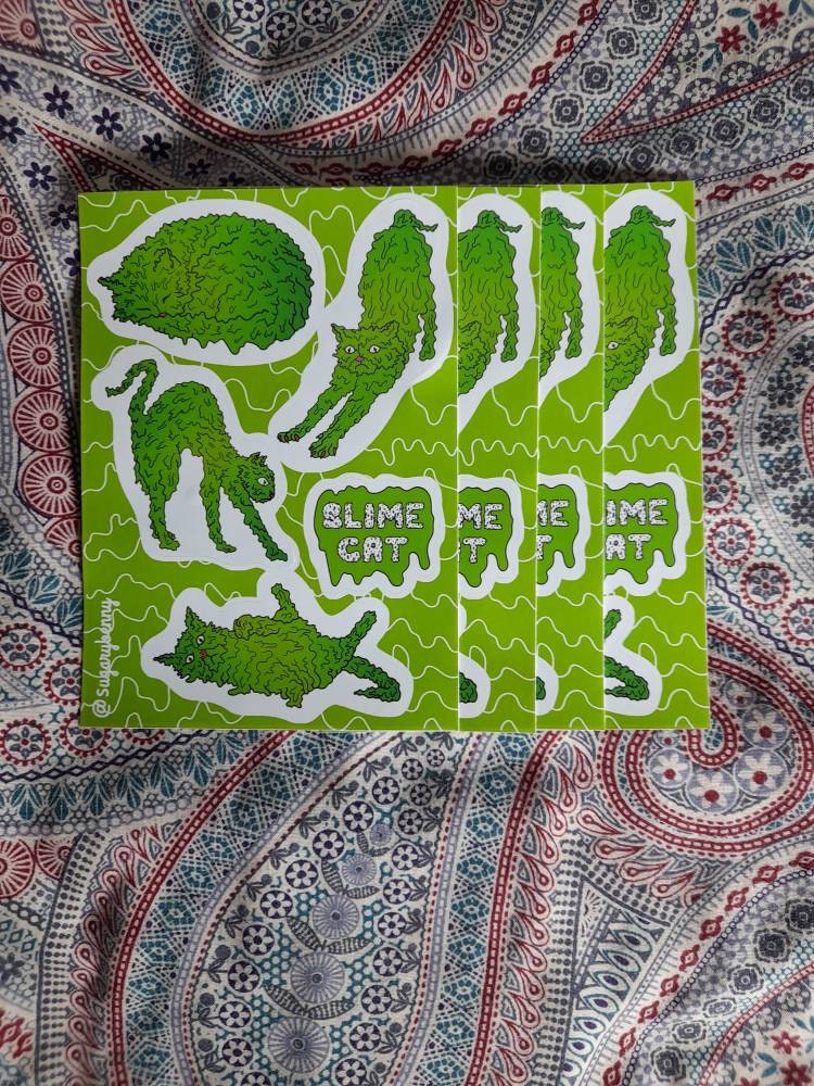 Slime Cat Sticker Sheet 5 Stickers A6 - Etsy