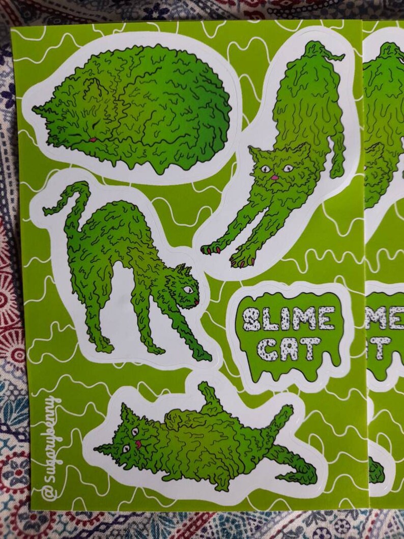 Slime Cat Sticker Sheet 5 Stickers A6 - Etsy